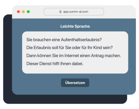 Home page - SUMM AI: Das KI-Tool für Leichte Sprache